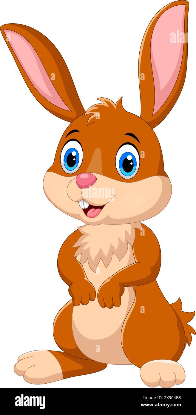 Happy bunny cartoon isolated on white background Stock Vector Image ...