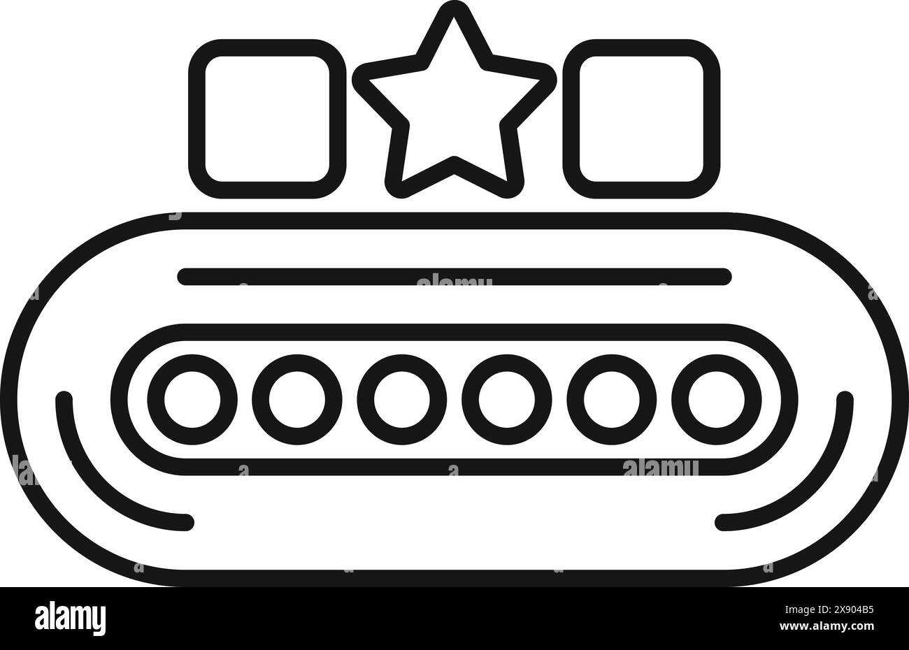 Black and white line art of a rating badge with a star and squares ...