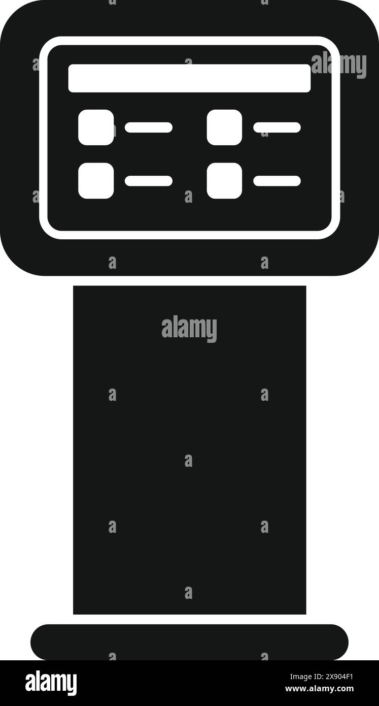 Black and white icon of a digital airport flight information display ...