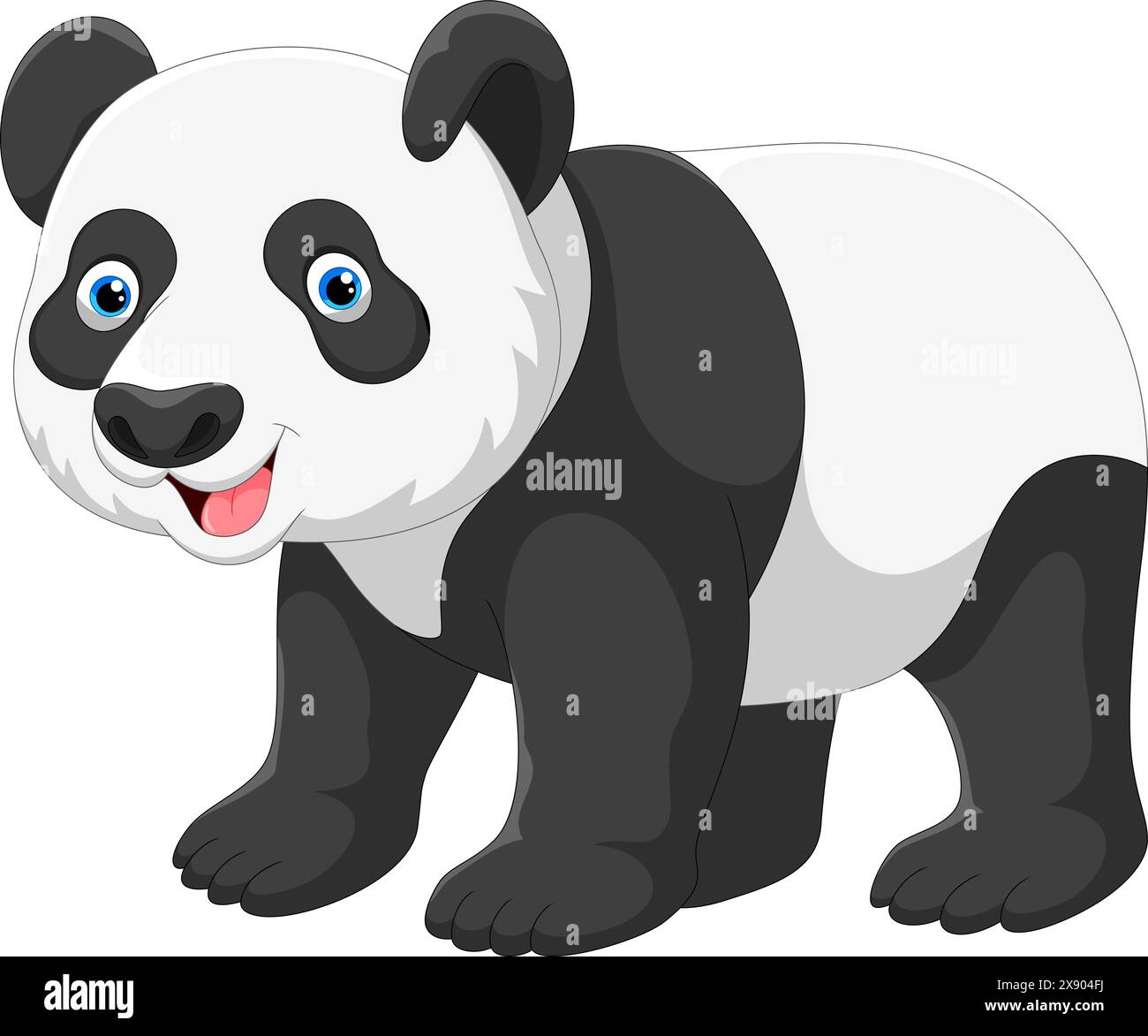 Vector illustration of Funny little panda smiling on a white background ...