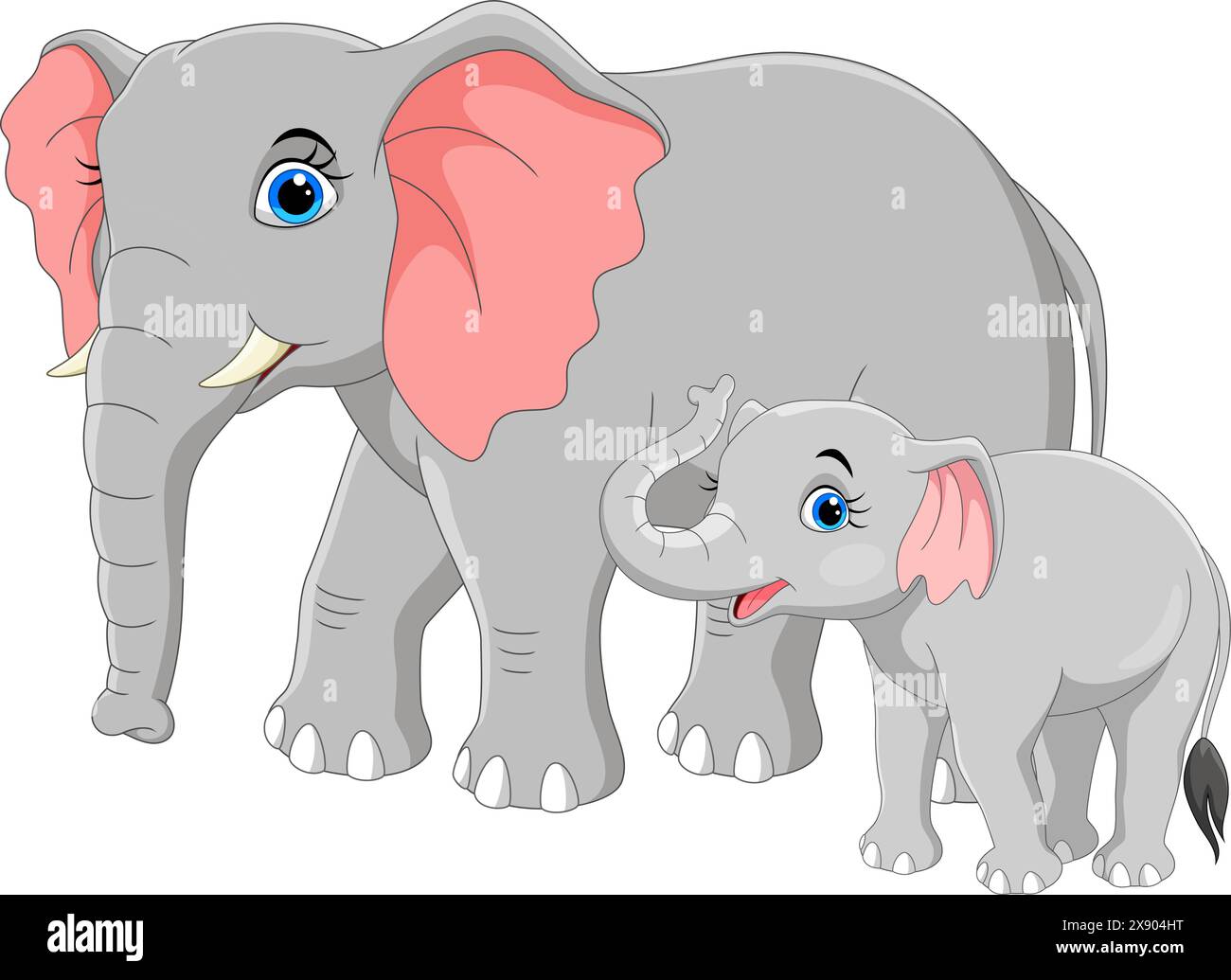 Vector illustration of cute elephant cartoon on white background Stock ...