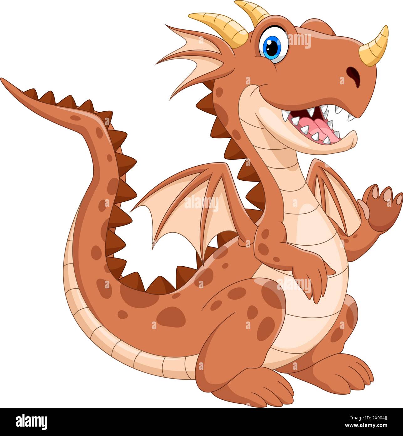 Vector illustration of Cute dragon cartoon isolated on white background ...