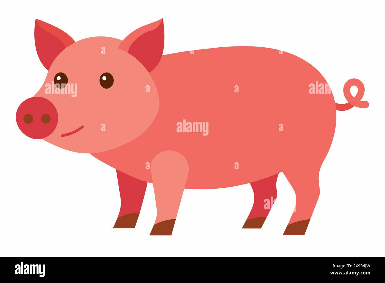 Cartoon pink pig. Farm animal illustration. Cute piglet, childrens ...