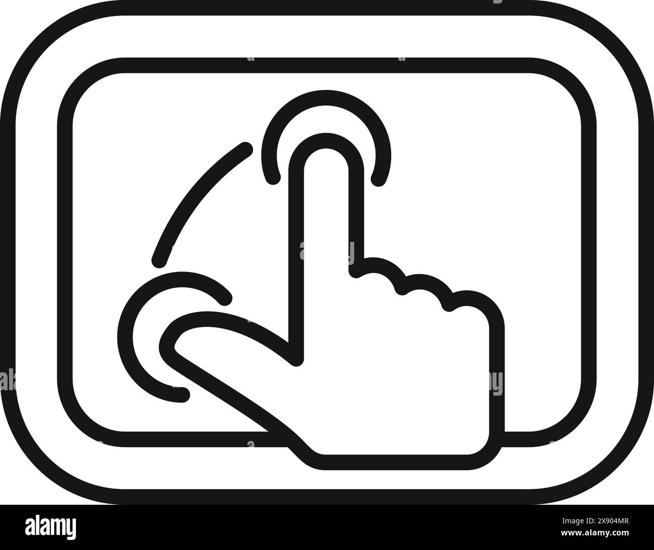 Symbolic line art illustration of a finger tapping a touchscreen Stock ...