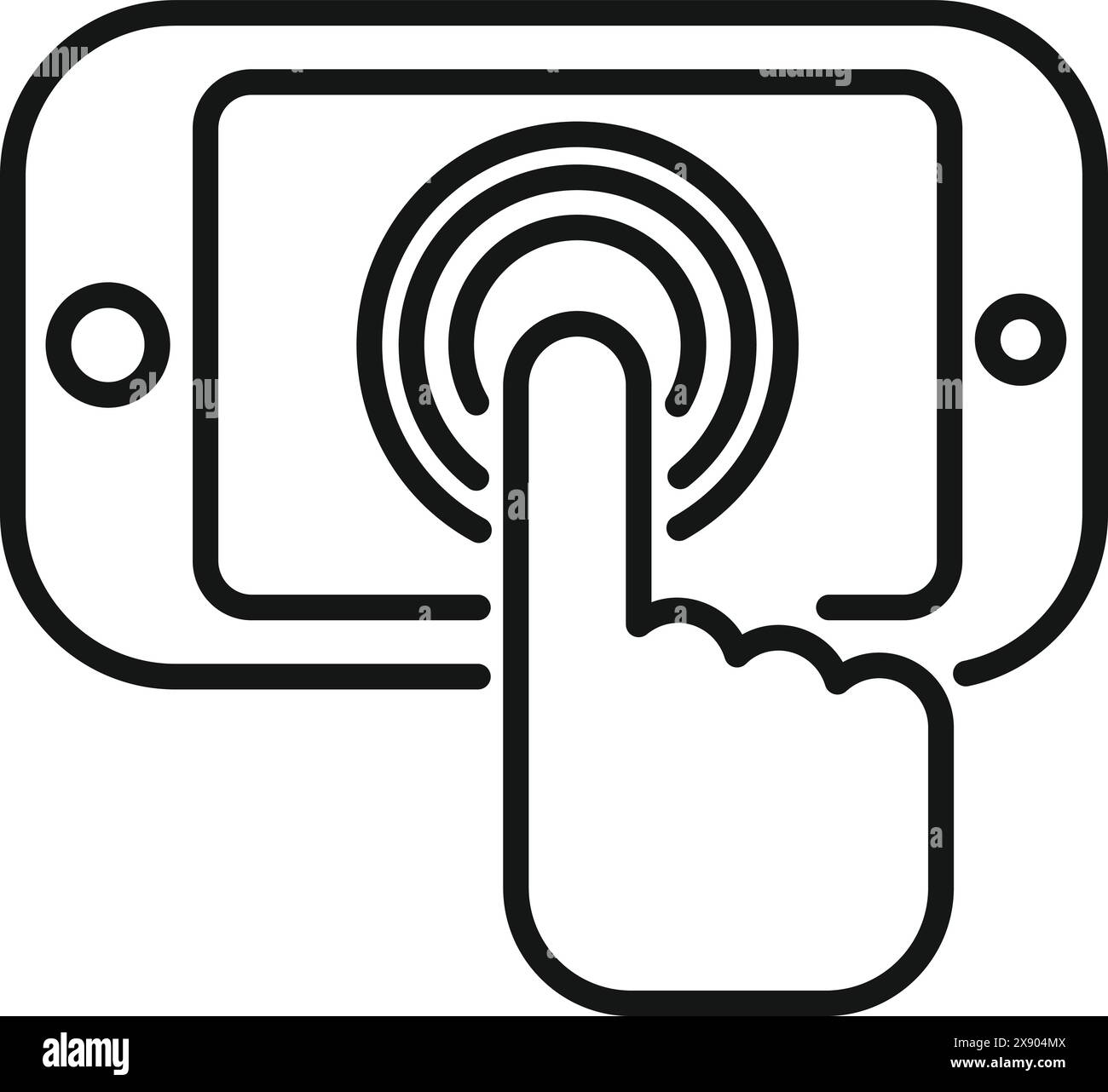 Black outline vector icon of a finger tapping on a touchscreen mobile ...