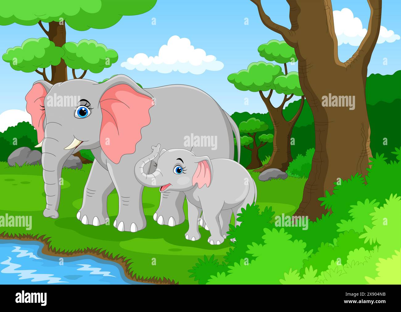 Vector illustration of cute elephant cartoon on white background Stock ...
