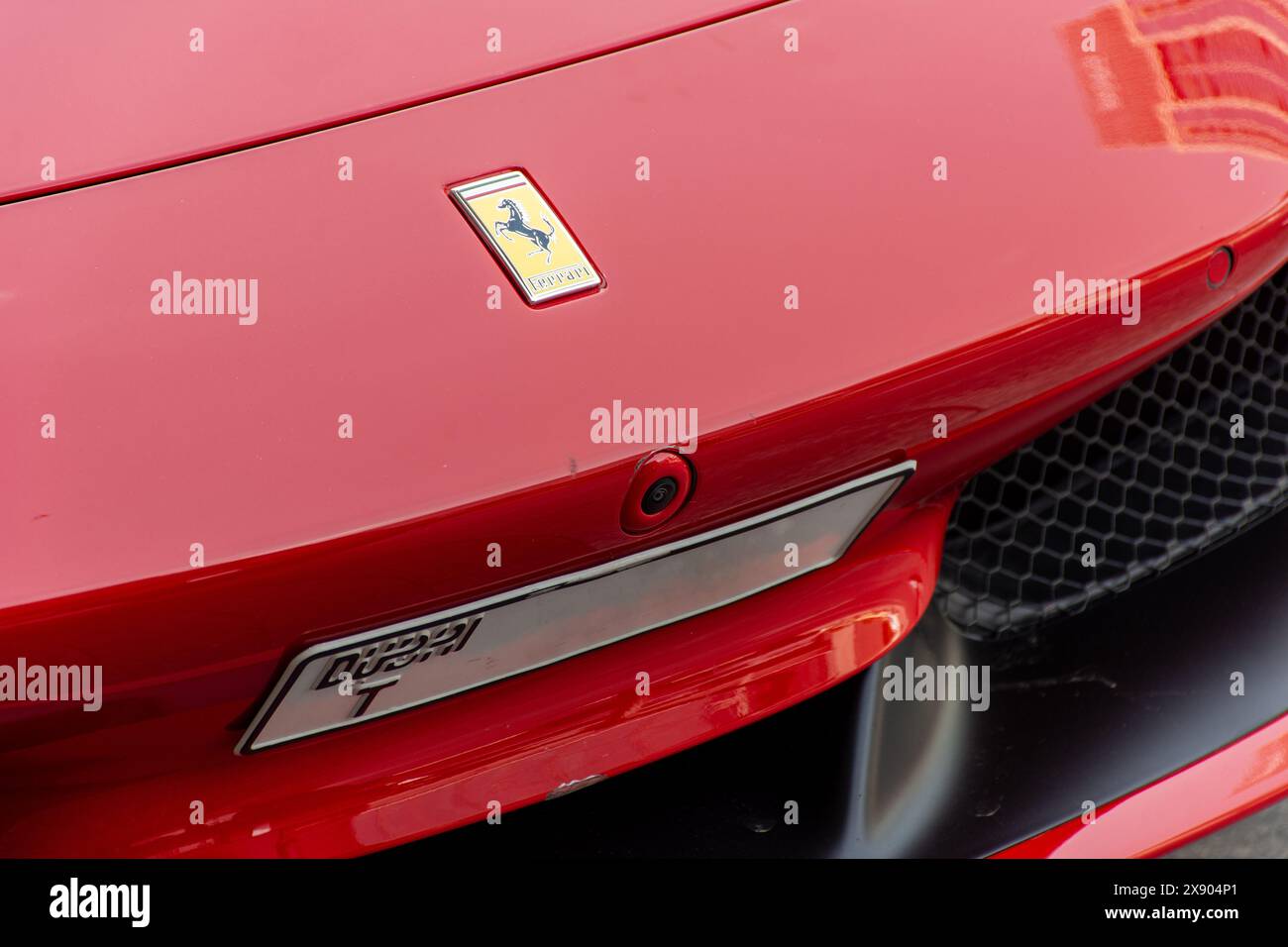 Close-up of the Ferrari logo in the front of the car Stock Photo - Alamy