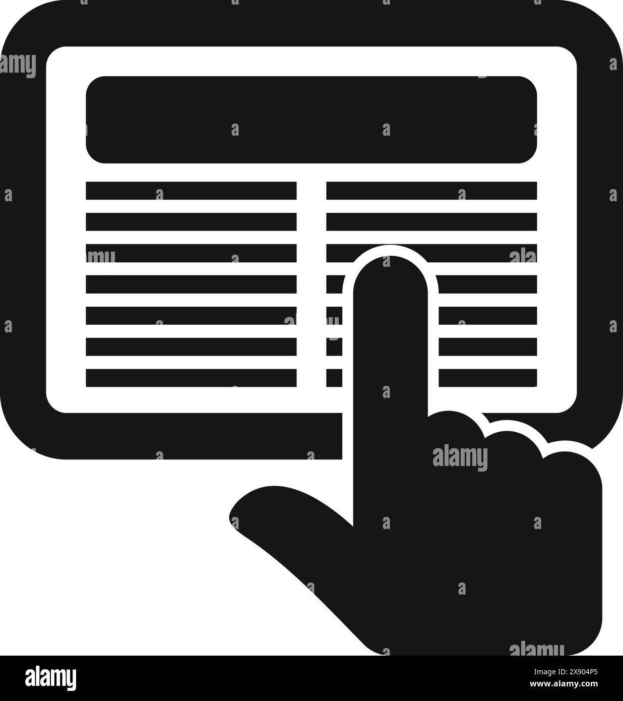 Simple black and white touchscreen gestures icon representing intuitive ...