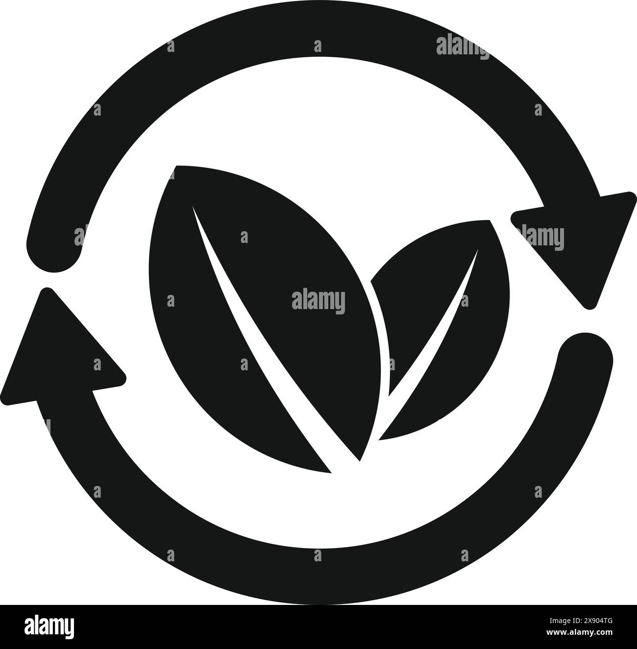 Bold black and white icon showcasing recycling arrows intertwined with ...