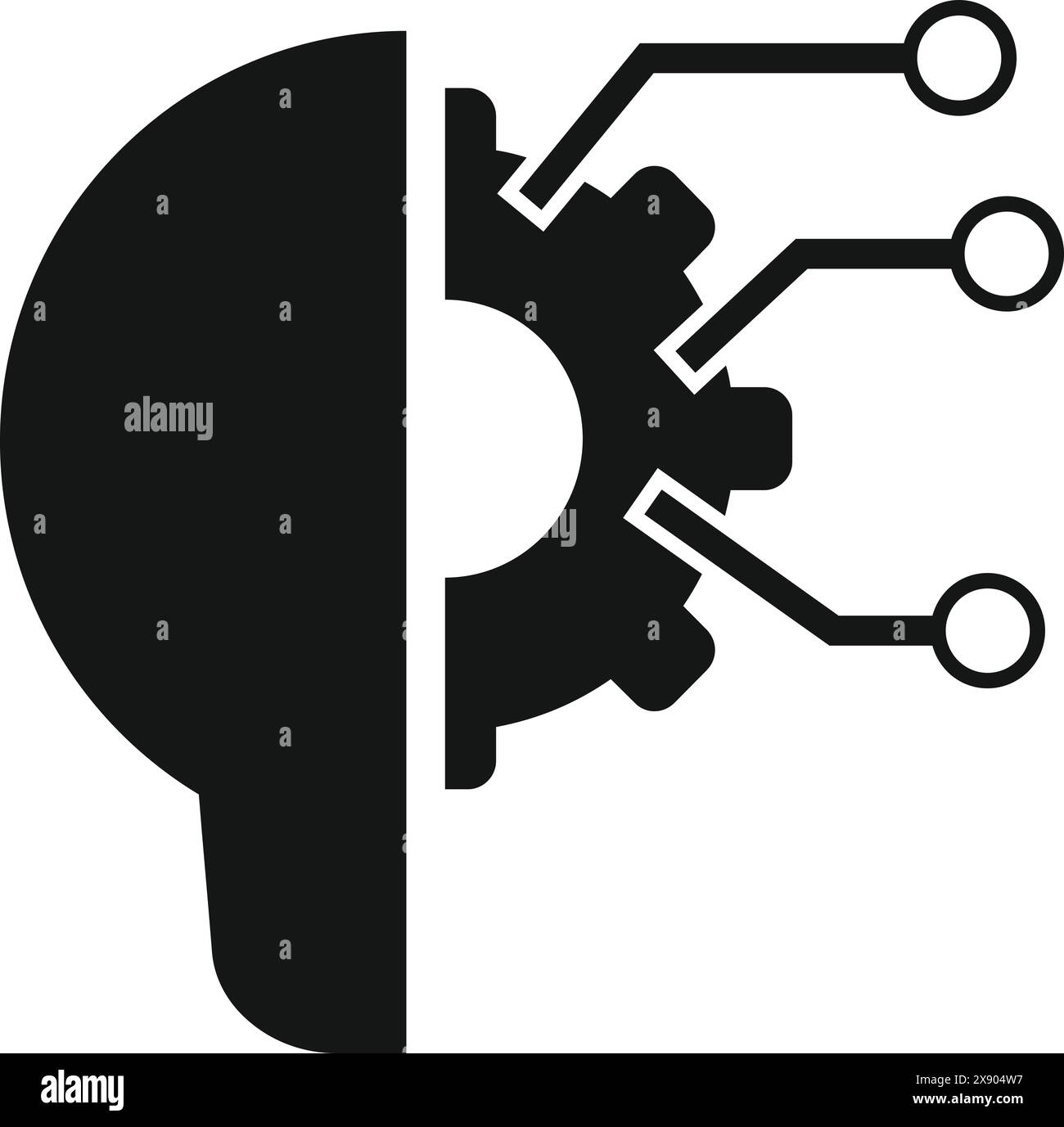 Graphic of a human head silhouette with brain gears and circuit connections Stock Vector Image ...