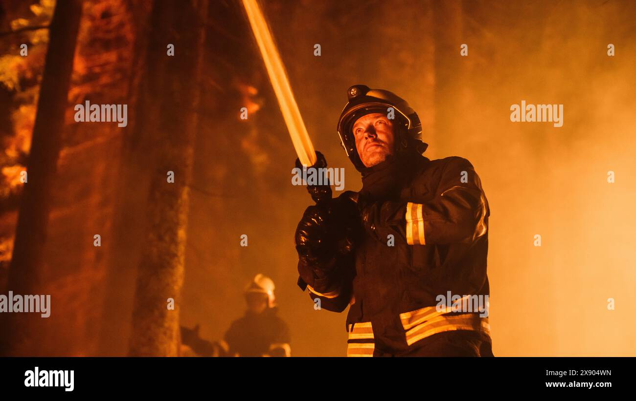 Group of Experienced Firefighters Extinguishing a Wildland Brushfire ...