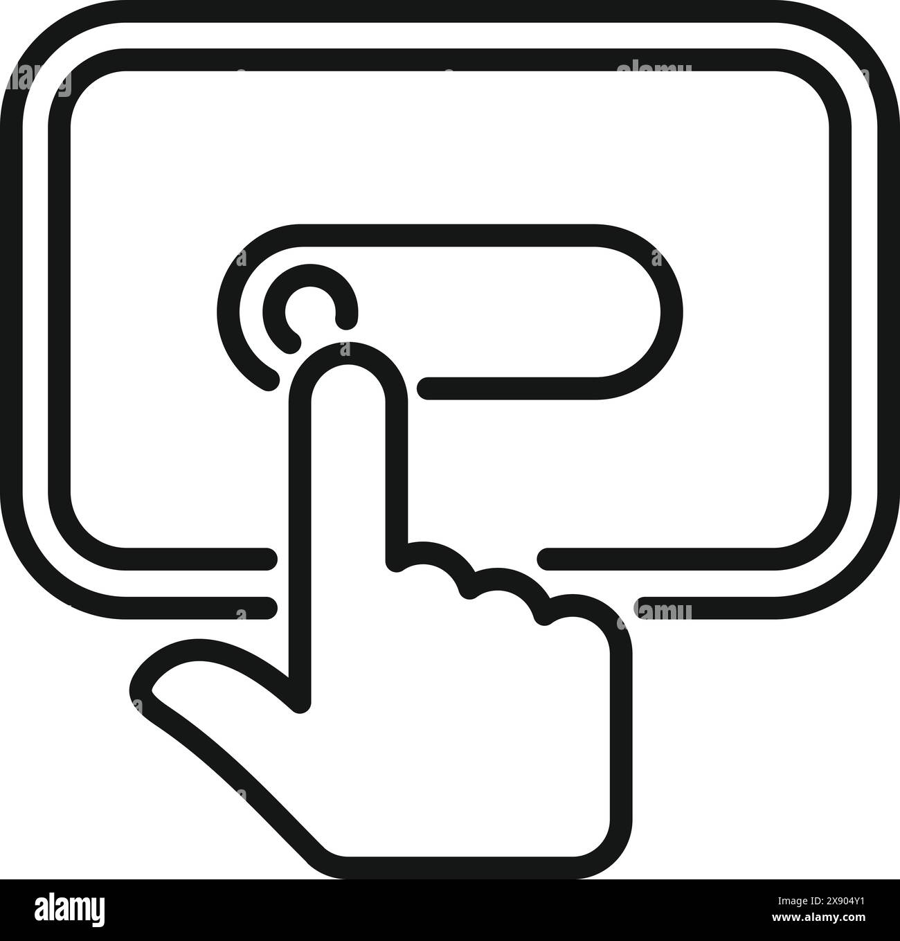 Simple line art of a finger tapping on a touchscreen, ideal for digital ...