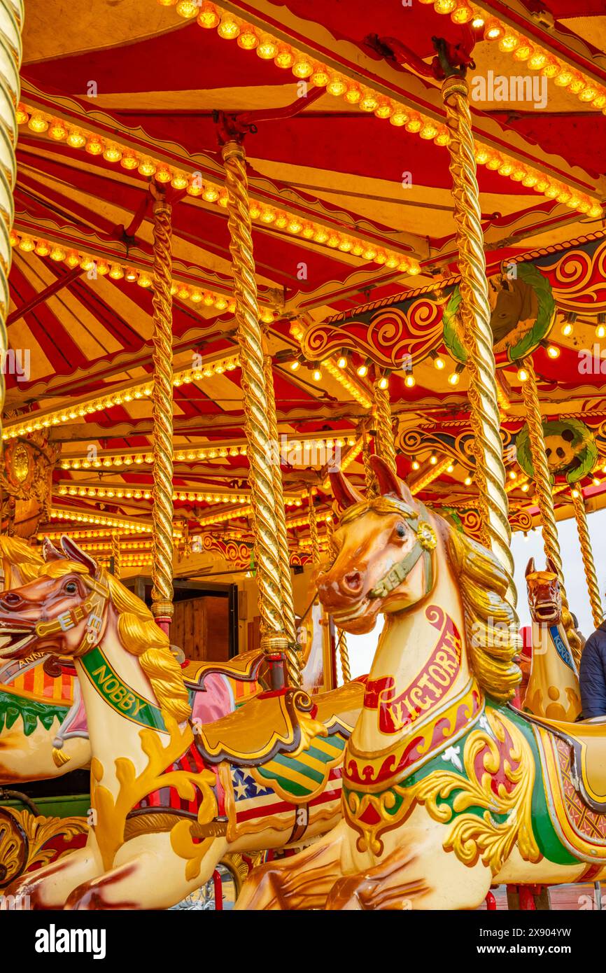 Steam roundabout at the Crank Up festival of steam at Saffron Walden ...