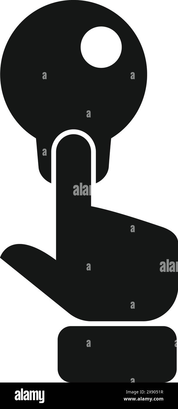 Graphic silhouette of a finger pressing a key, depicting interaction or ...