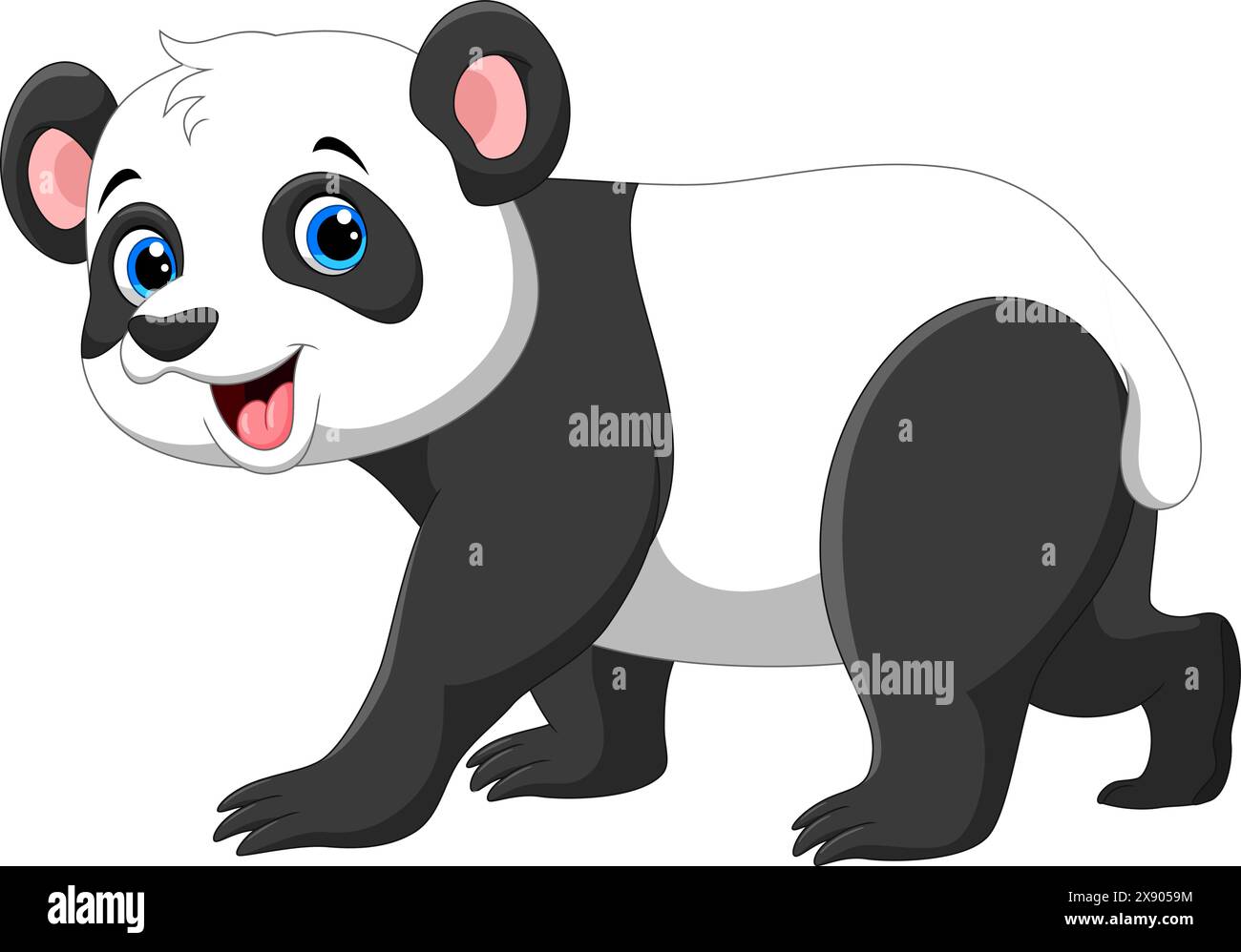 Vector illustration of Funny little panda smiling on a white background ...