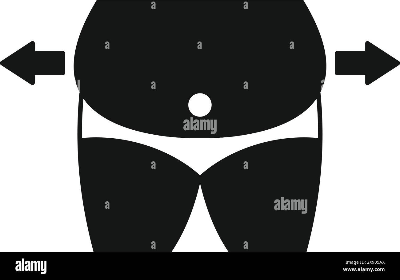 Simplistic black and white icon illustrating waist reduction or weight ... Simplistic black and white icon illustrating waist reduction or weight ...