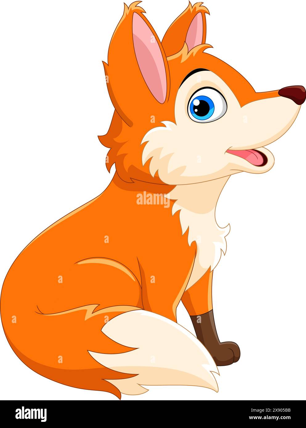 Vector illustration of Cartoon happy fox isolated on white background ...