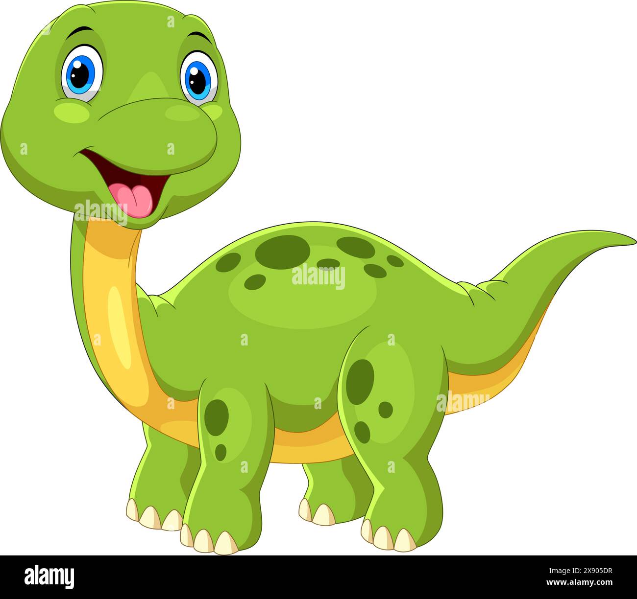 Cartoon funny Brontosaurus isolated on white background Stock Vector ...