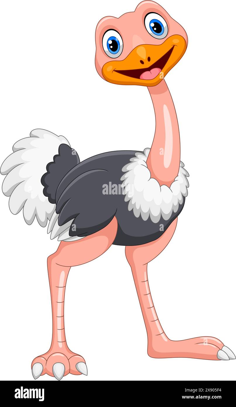 Cute ostrich cartoon isolated on white background Stock Vector Image ...