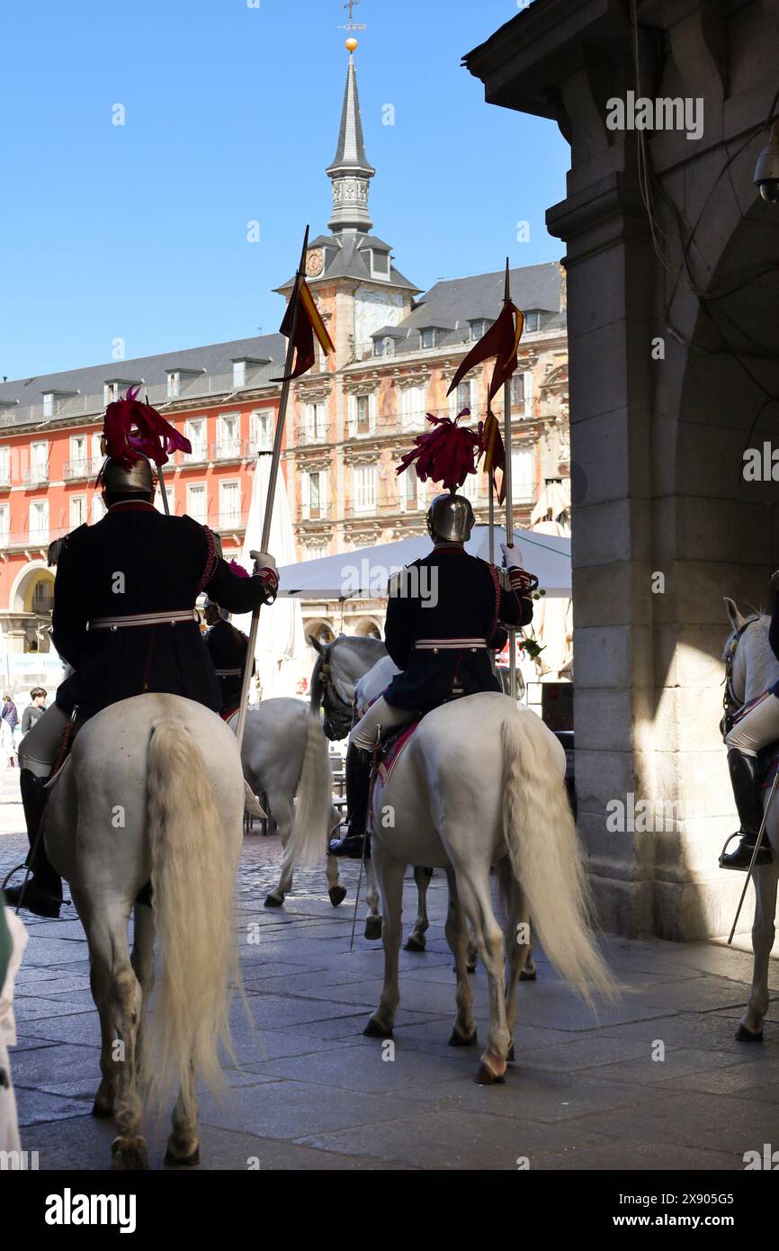 Madrid, Spain- April 8, 2024: Cuirassiers of the Royal Guard in ...