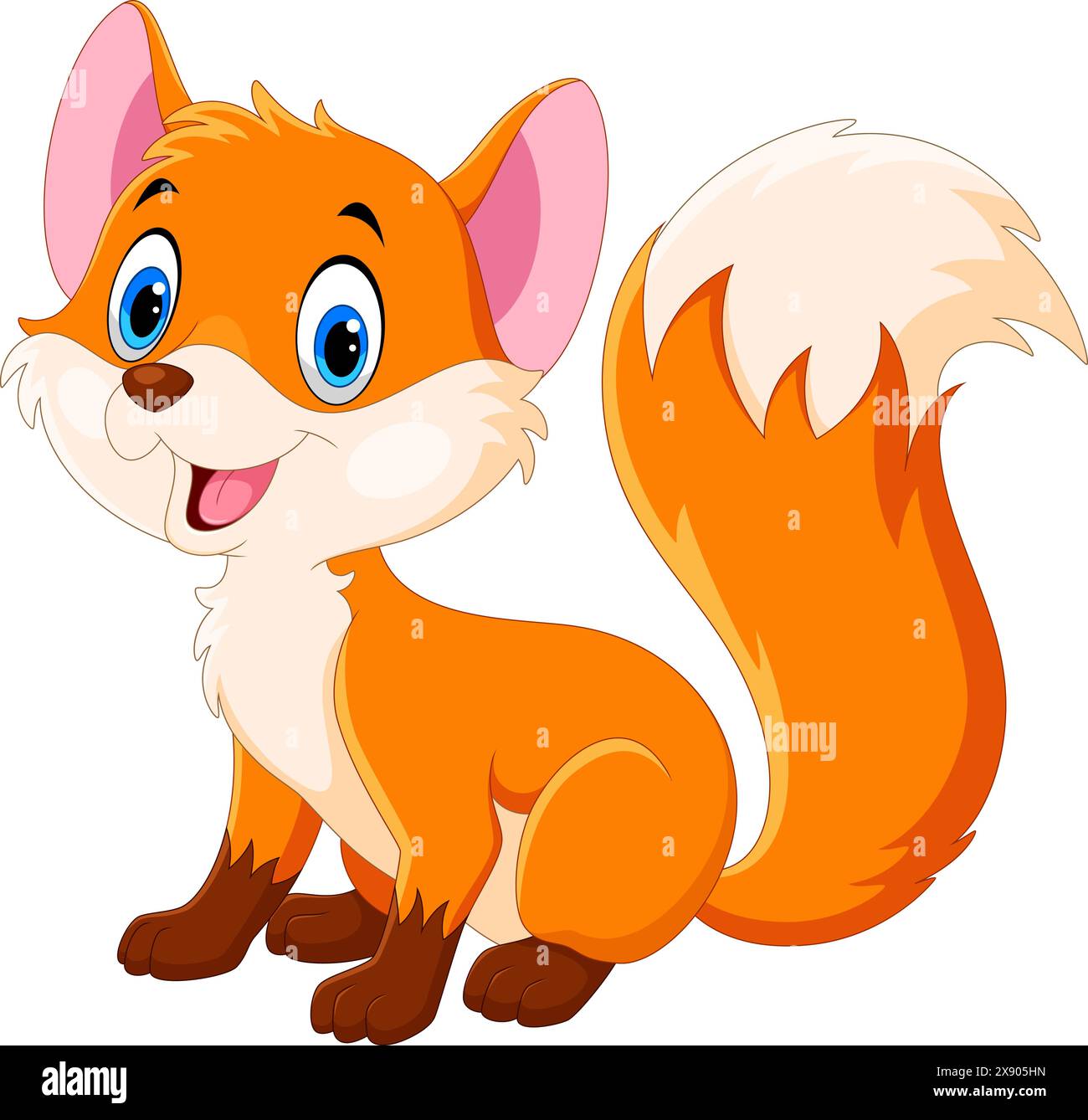 Vector illustration of Cartoon happy fox isolated on white background ...