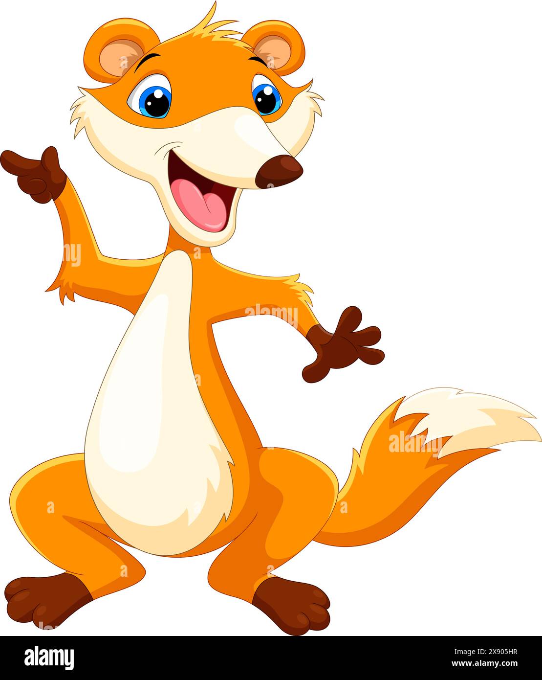 Vector illustration of Cartoon happy fox isolated on white background ...