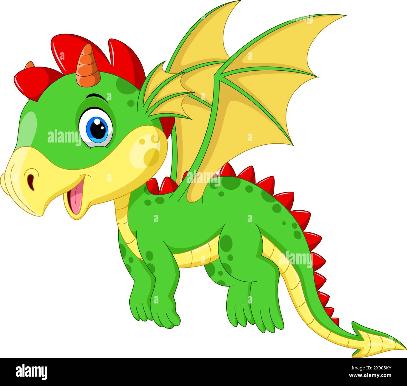 Vector illustration of funny cartoon Dragon isolated on white ...