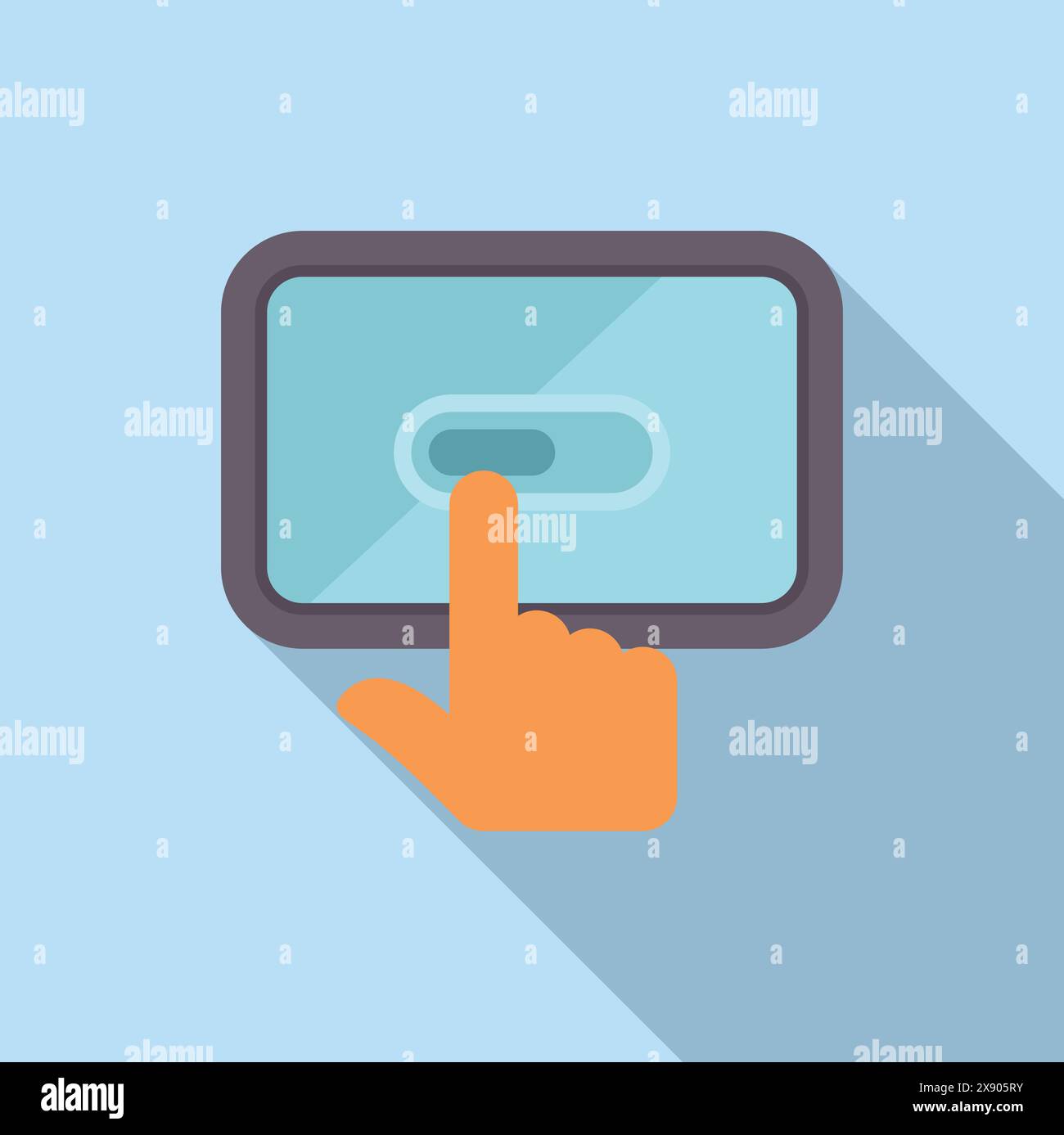 Graphic representation of a finger tapping a button on a digital tablet ...