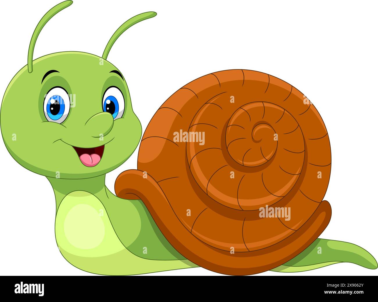 Vector illustration of Funny smiling snail isolated on white background ...