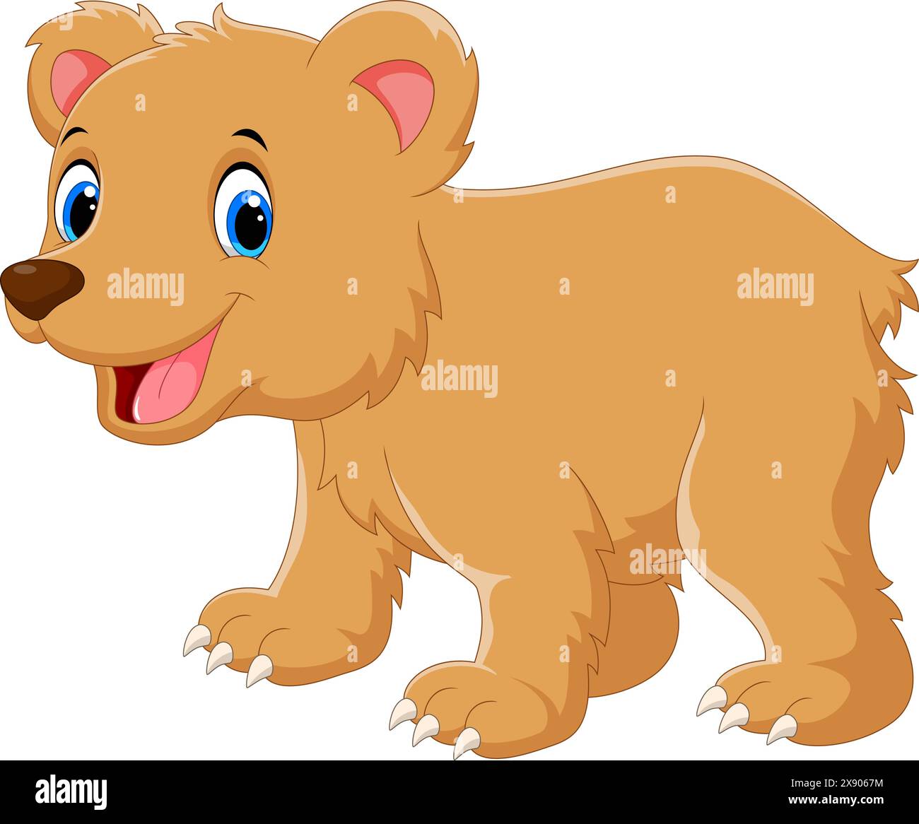Vector Illustration of a Brown Bear Smiling on white background Stock ...