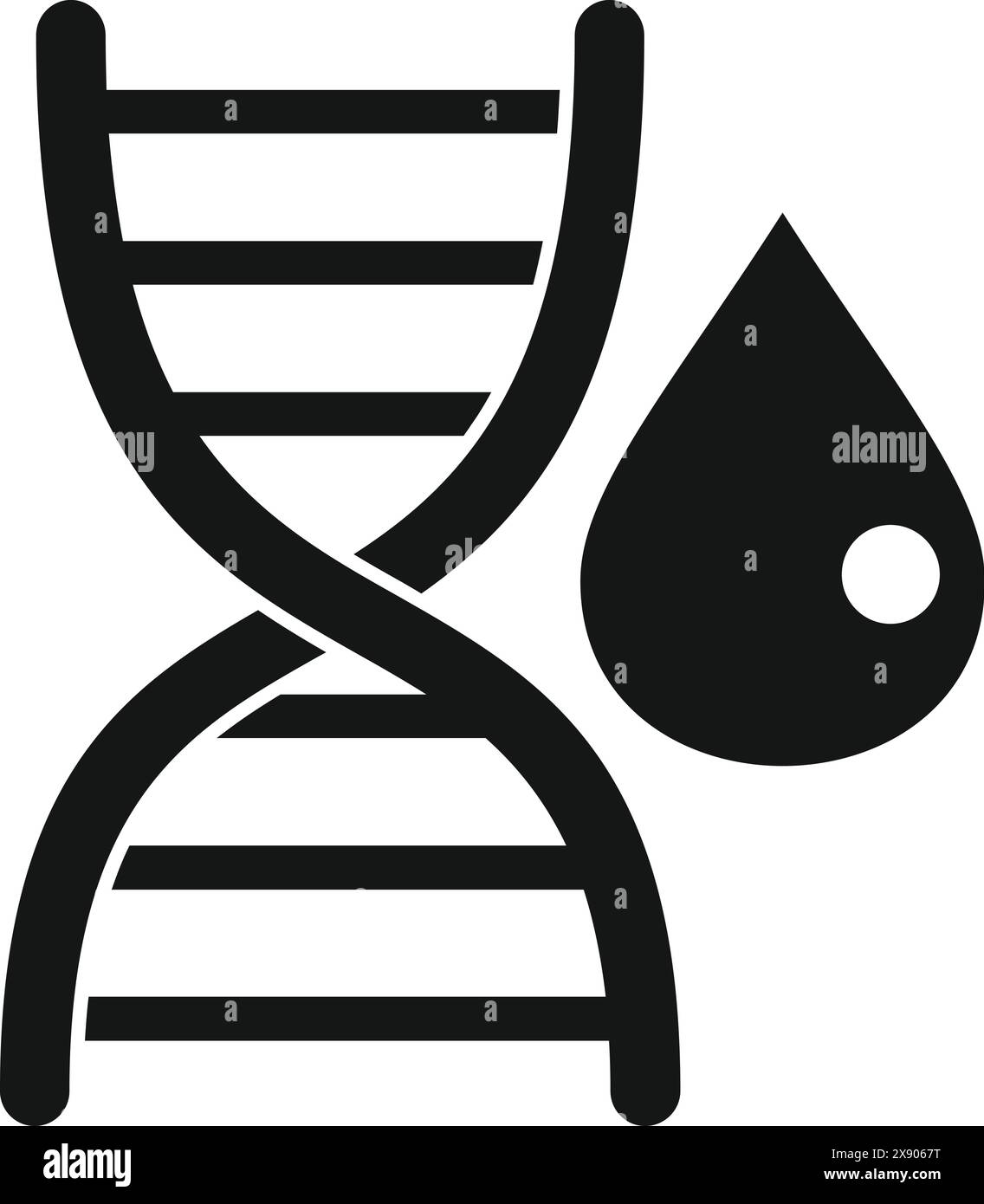 Black and white vector icon illustrating a dna double helix with a ...