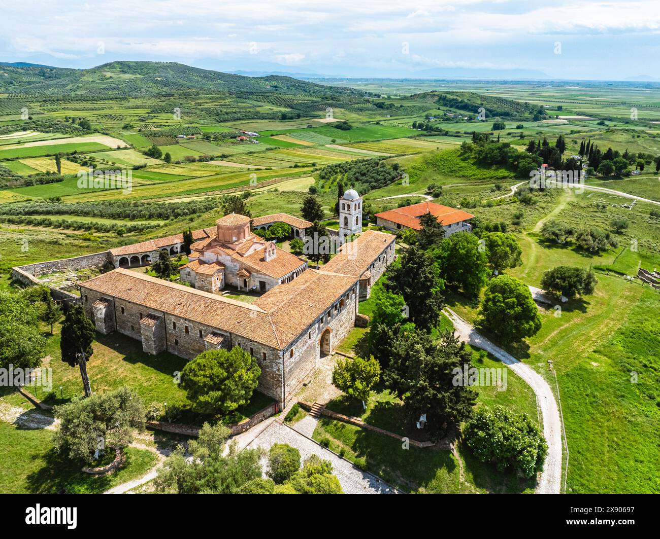 Apollonia Archaeological Park from a drone, Pojan, Albania, Europe ...