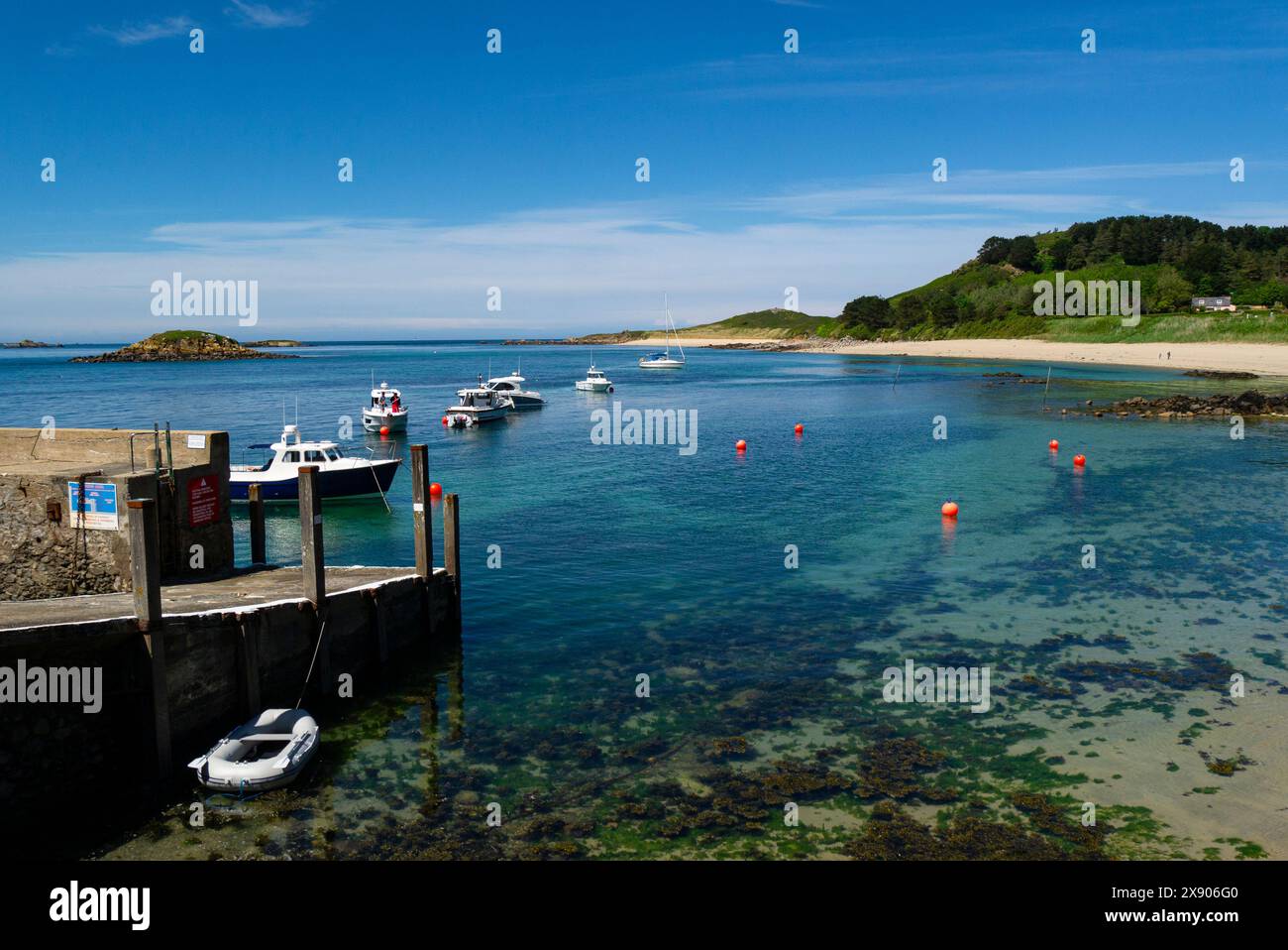Herm Harbour for high tide landings for ferry boat from Guernsey with ...
