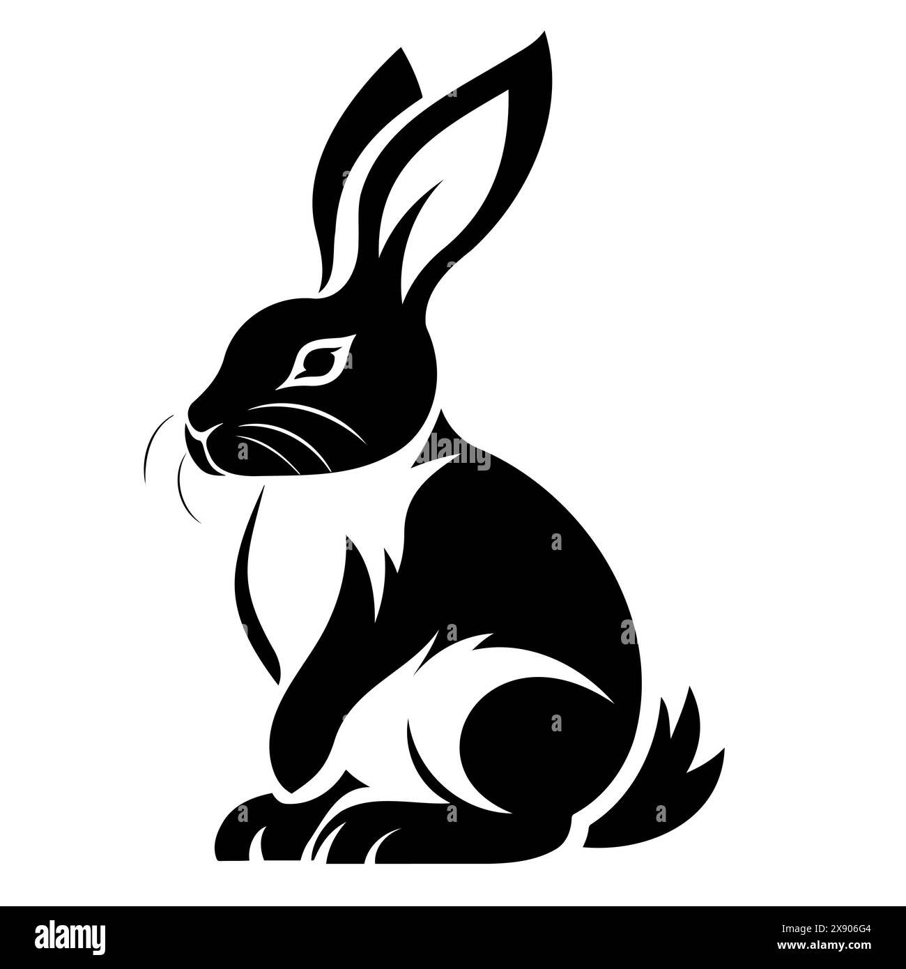 Cute rabbit on white Black and White Stock Photos & Images - Alamy