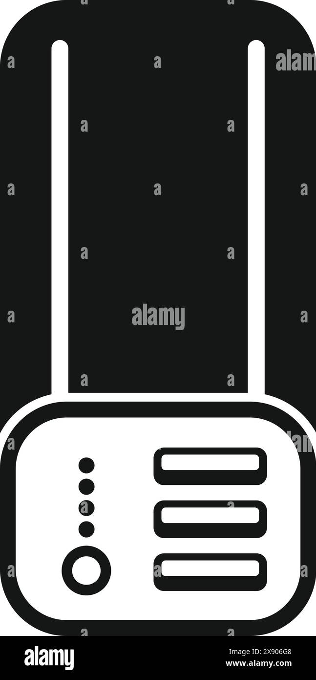 Black and white vector illustration of a modern wireless network router ...