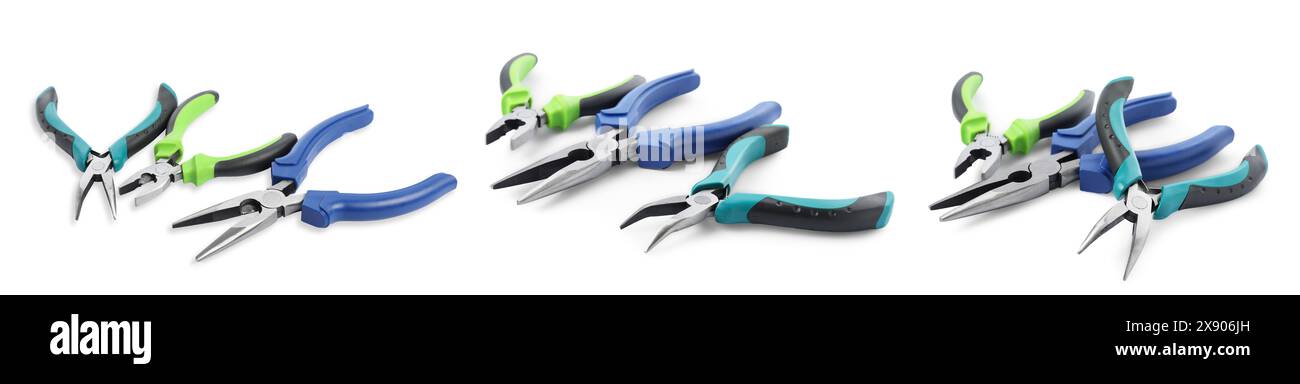 Pliers isolated on white, set. Construction tool Stock Photo - Alamy