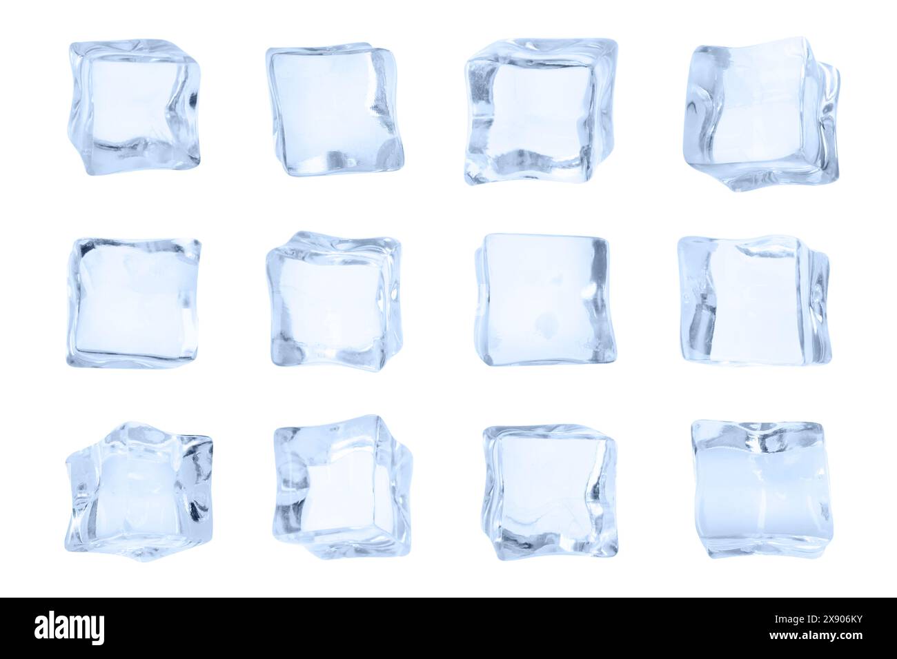 Crystal clear ice cubes isolated on white, set Stock Photo - Alamy