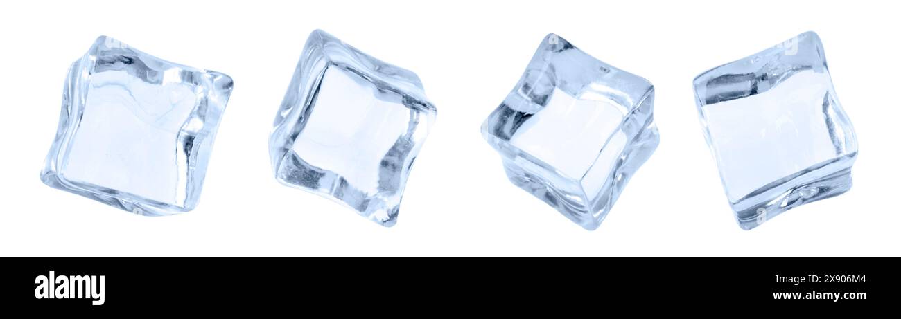 Crystal clear ice cubes isolated on white, set Stock Photo - Alamy