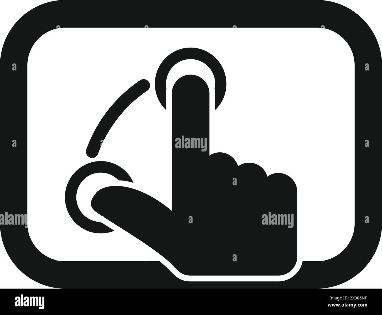 Vector illustration of a minimalist black and white touchscreen tap icon representing ...