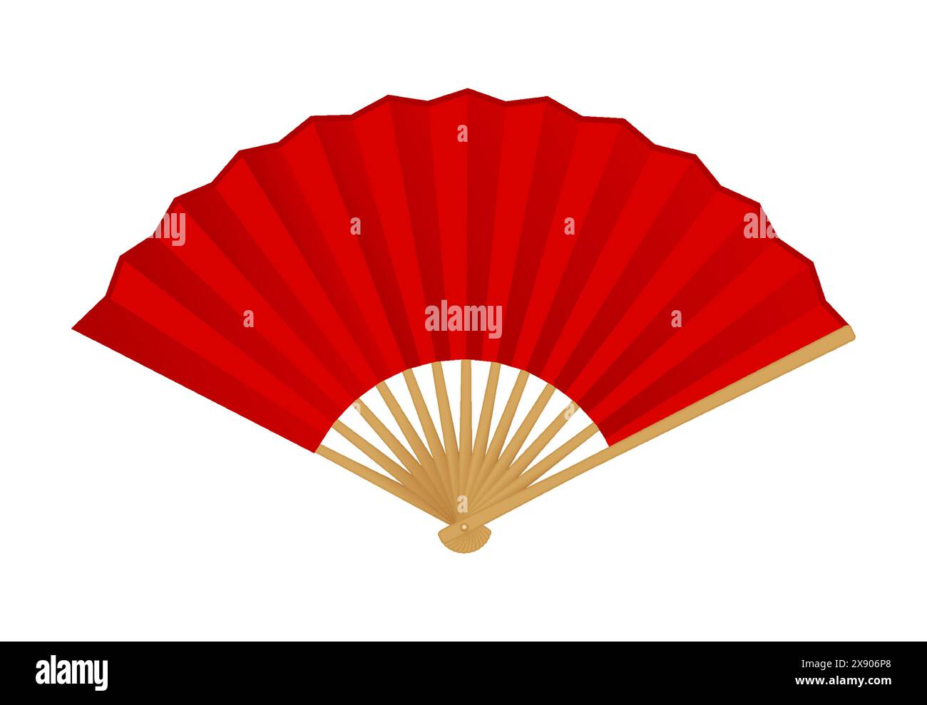 Chinese fan made of red paper realistic vector illustration. Foldable ...