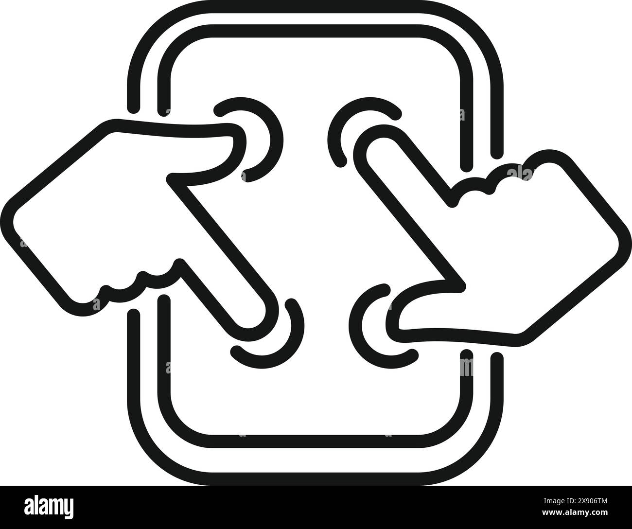 Modern touchscreen gestures icon in black and white line art vector outline design for mobile ...