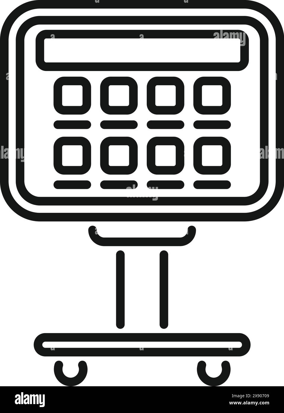 Black and white line art illustration of a digital scoreboard on a ...