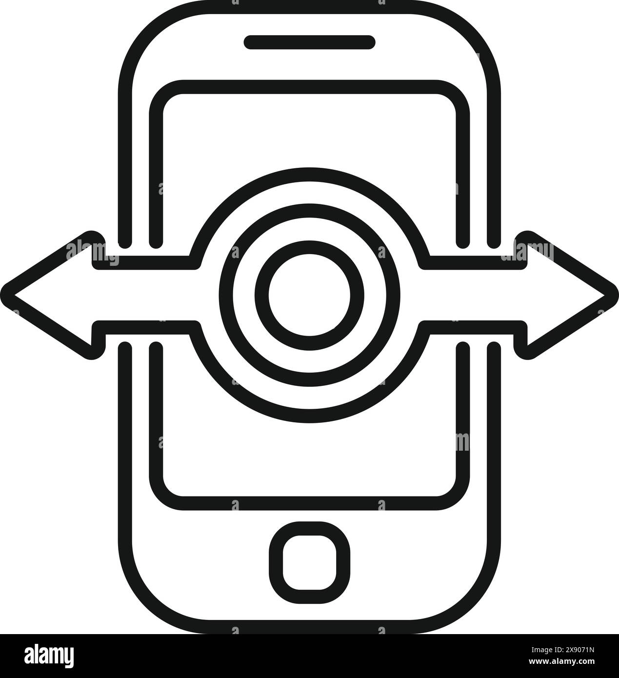 Line art illustration of a mobile phone with a wrench and arrows ...