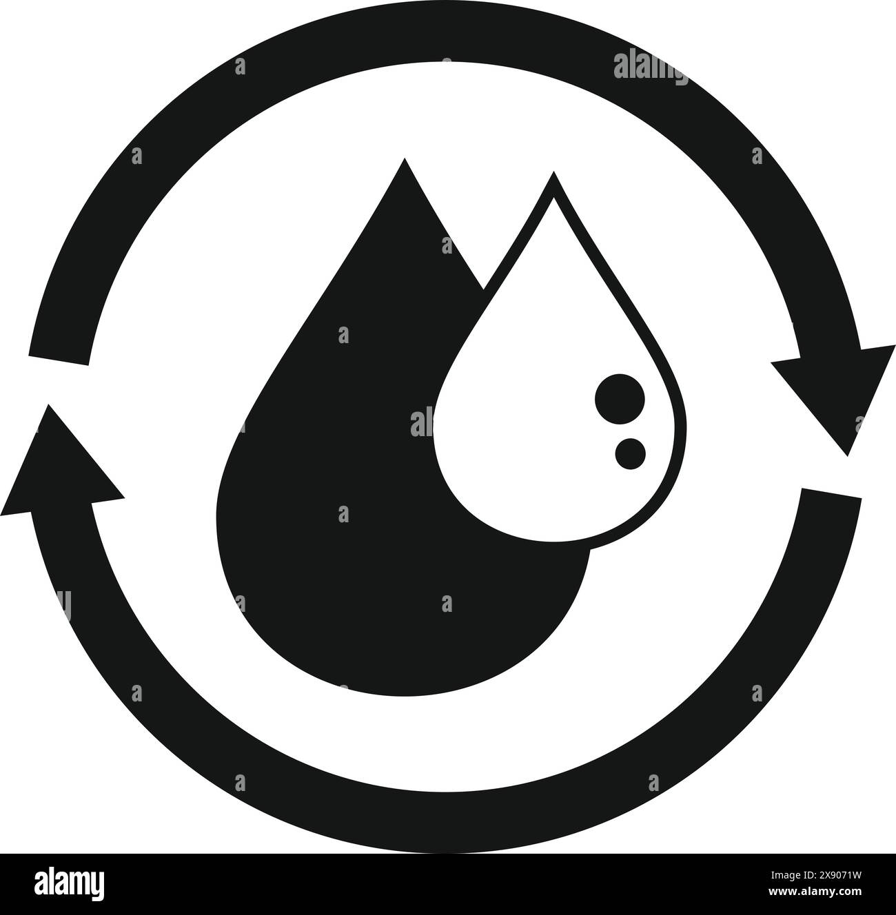 Ecofriendly black and white vector illustration of a minimalist water ...