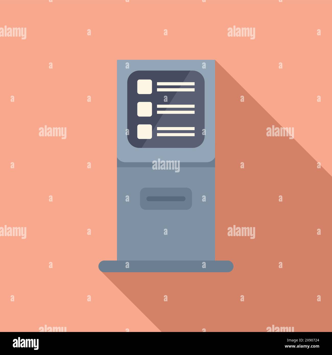 Modern flat design graphic of a vending machine on a warm peach ...