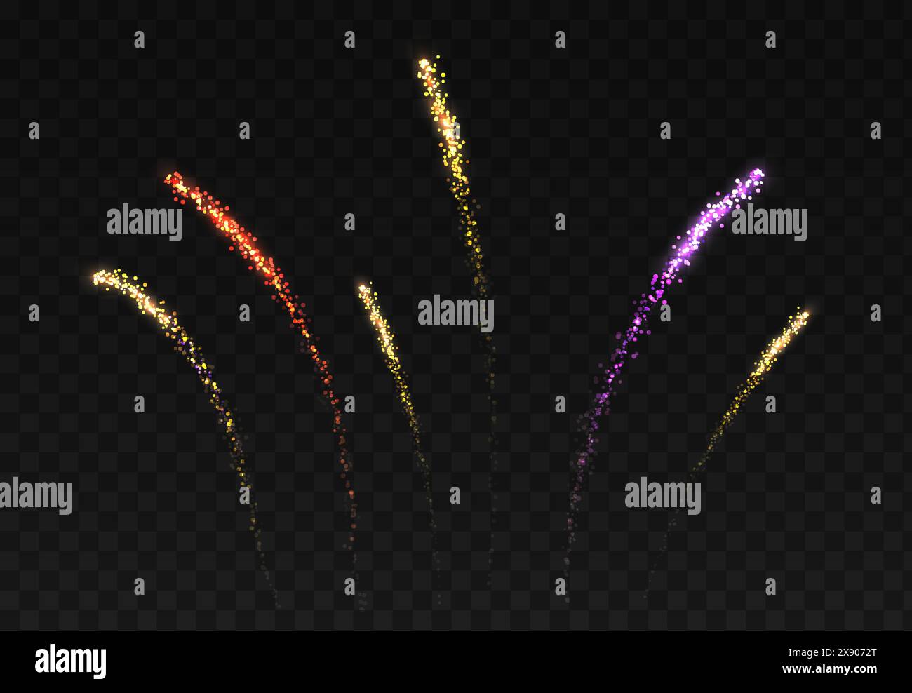 Glittering comets firework at holiday realistic vector illustration ...