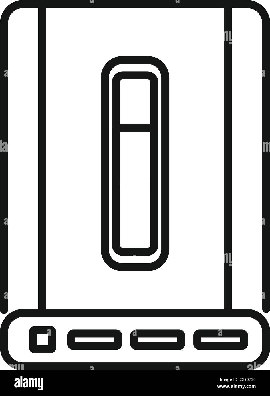 Simple, black line illustration of a closed book, isolated on a white ...