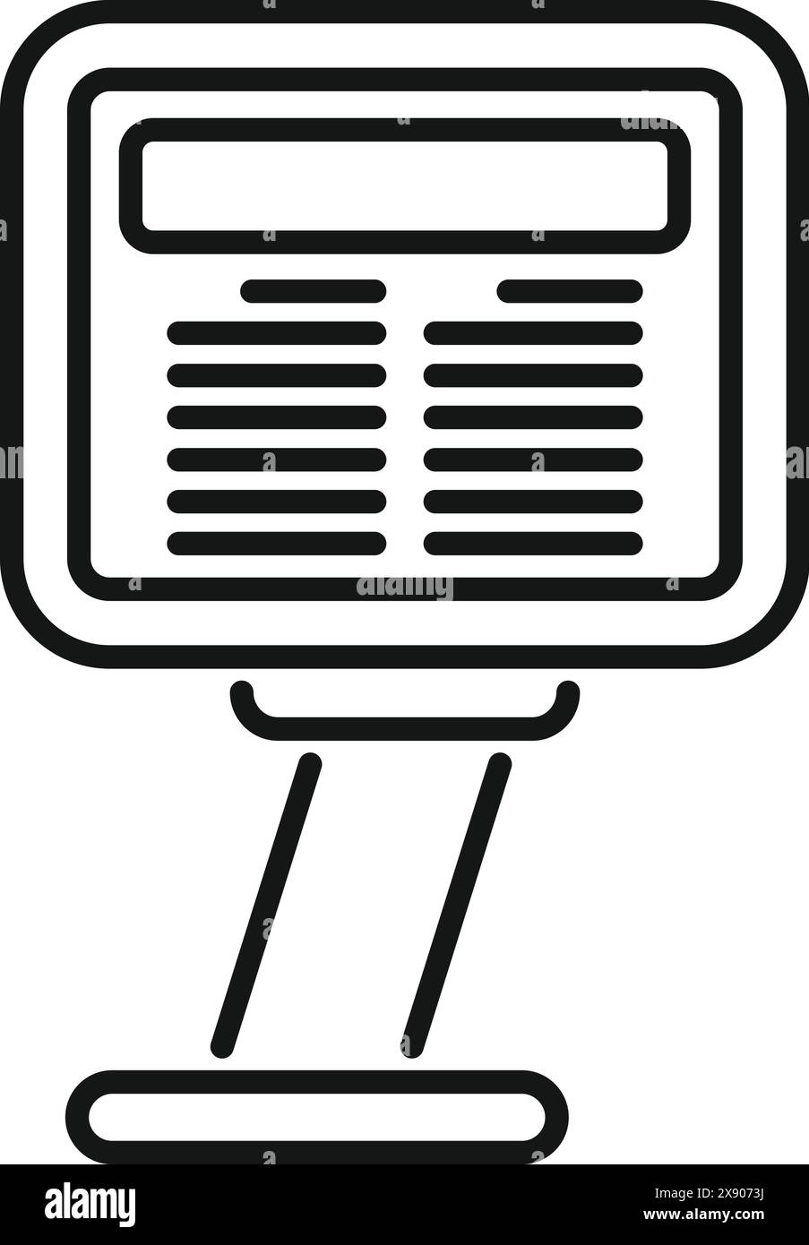 Vector outline of a computer screen, minimalist line drawing suitable ...