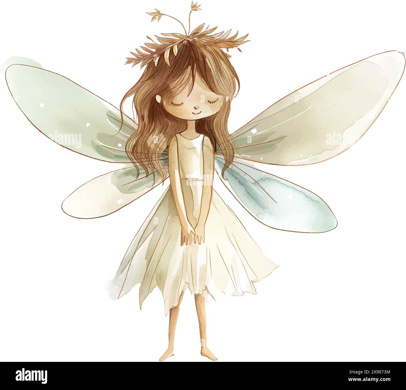 Cute little fairy painted with watercolor Stock Vector Image & Art - Alamy