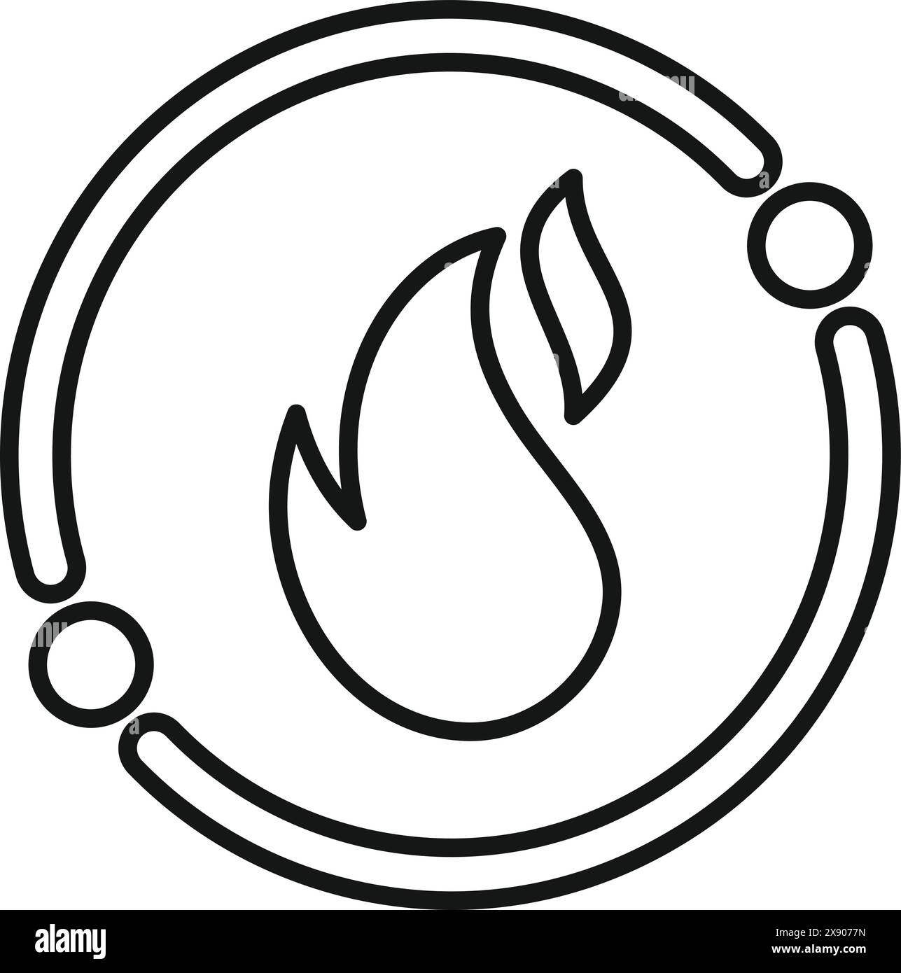 Clean vector illustration of a stylized flame encircled by a simple ...